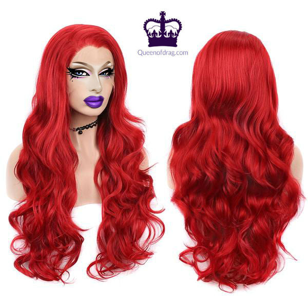 26" Fire Red Drag Queen Lace Front Wig | Queenofdrag.com