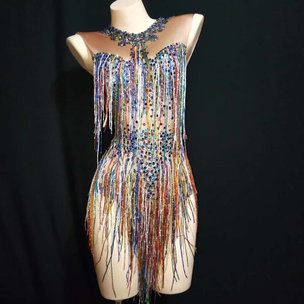 Mina - Drag Queen Rhinestone Leotard M / MULTI | Queenofdrag.com