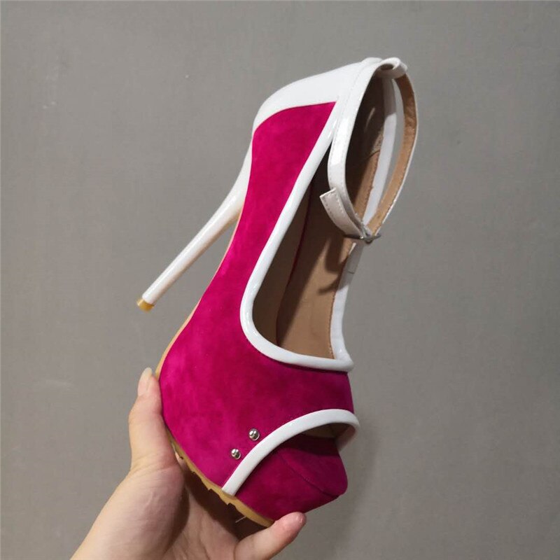 Scarlet - Pink & White Drag Queen Platform Pumps - Plus Size
