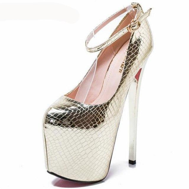 Disco - Gold Sliver 20cm Drag Queen Platform Pumps - Plus Size
